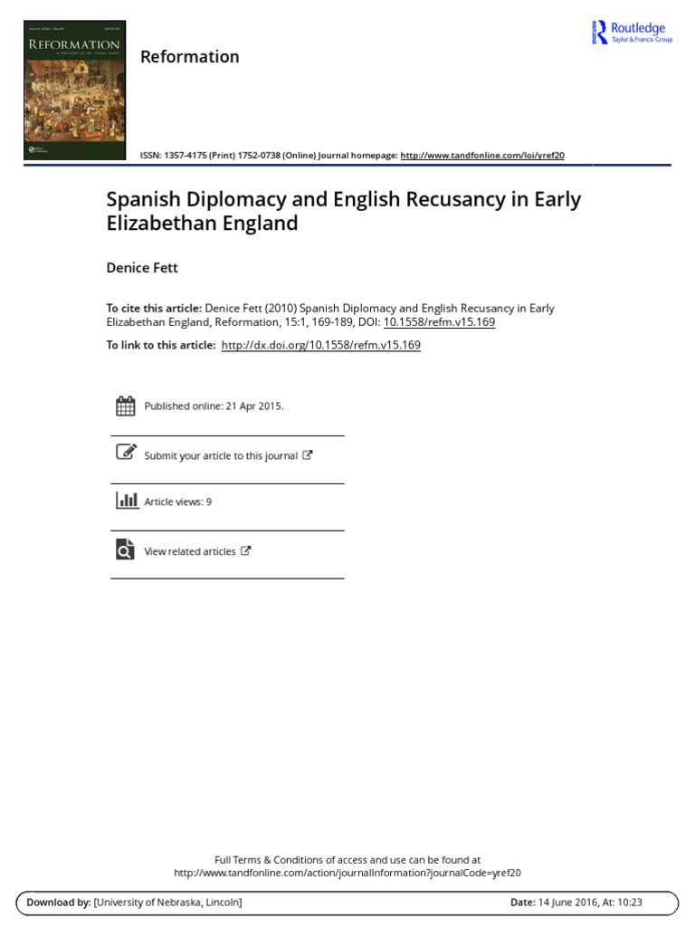Fett - Spanish Diplomacy and English Recusancy in Early | PDF