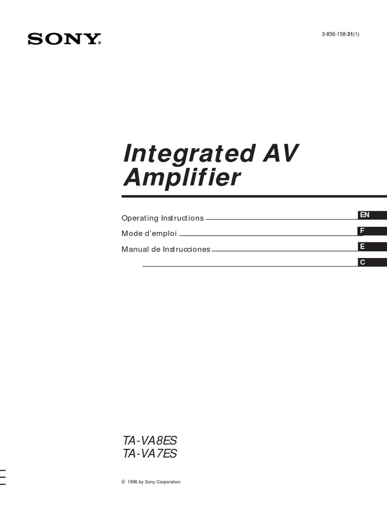 Sony Ta Va8es User Manual | PDF | Videocassette Recorder | Loudspeaker