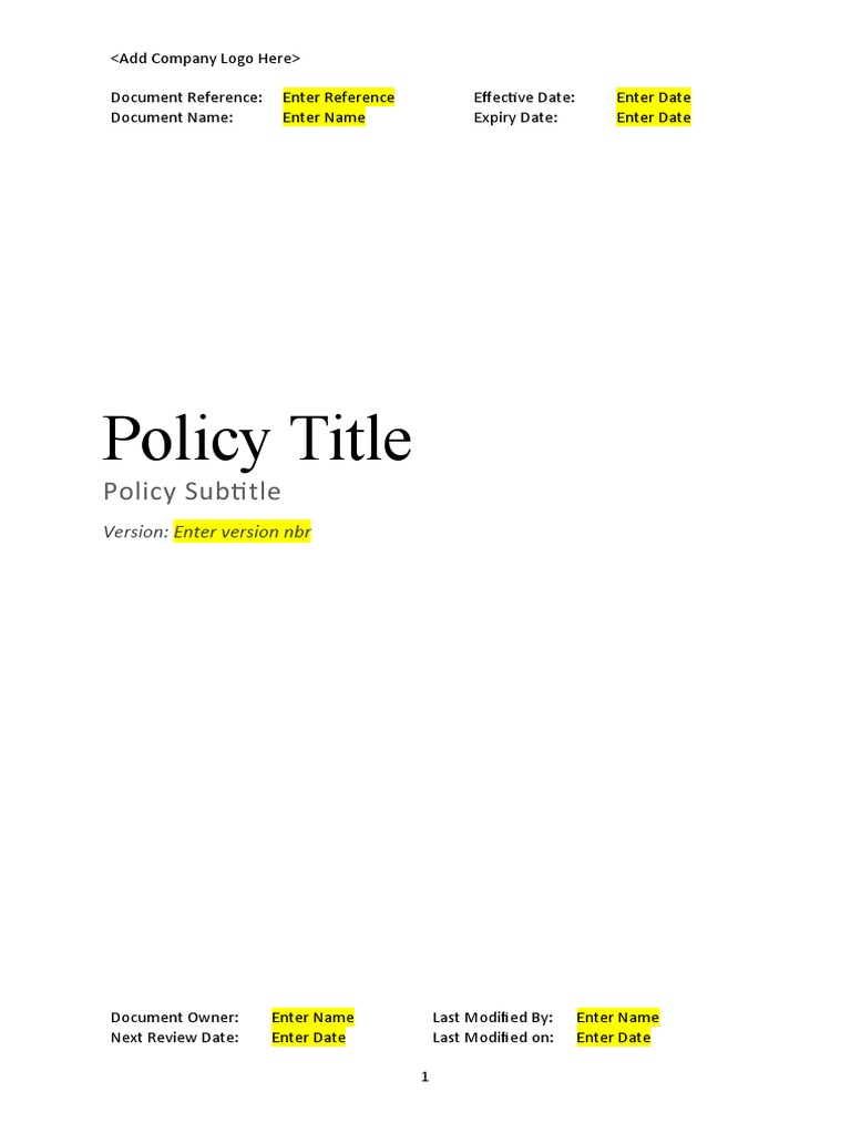 Policy Template | PDF