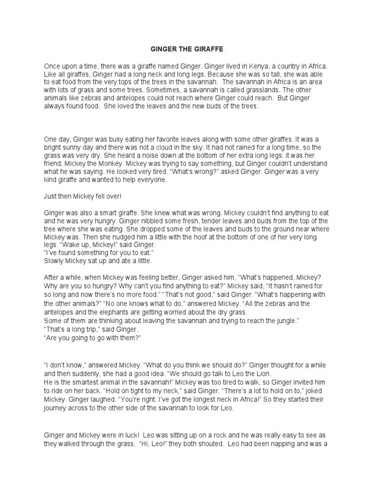 Ginger The Giraffe | PDF