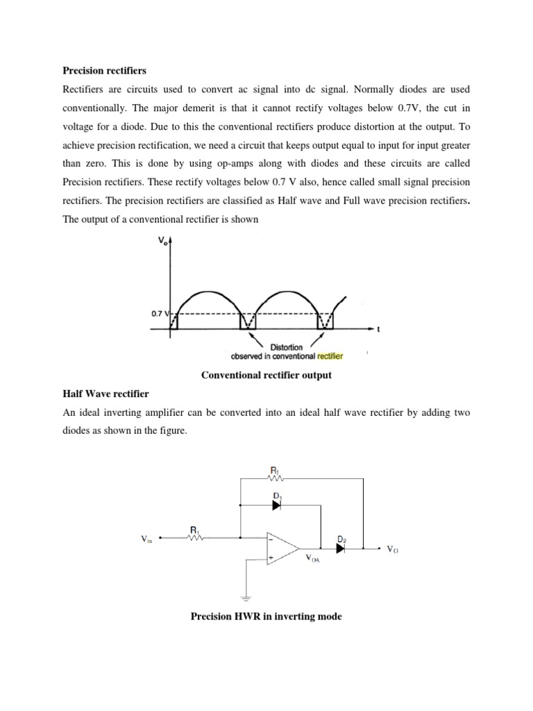 Precision Rectifiers | PDF | Rectifier | Operational Amplifier
