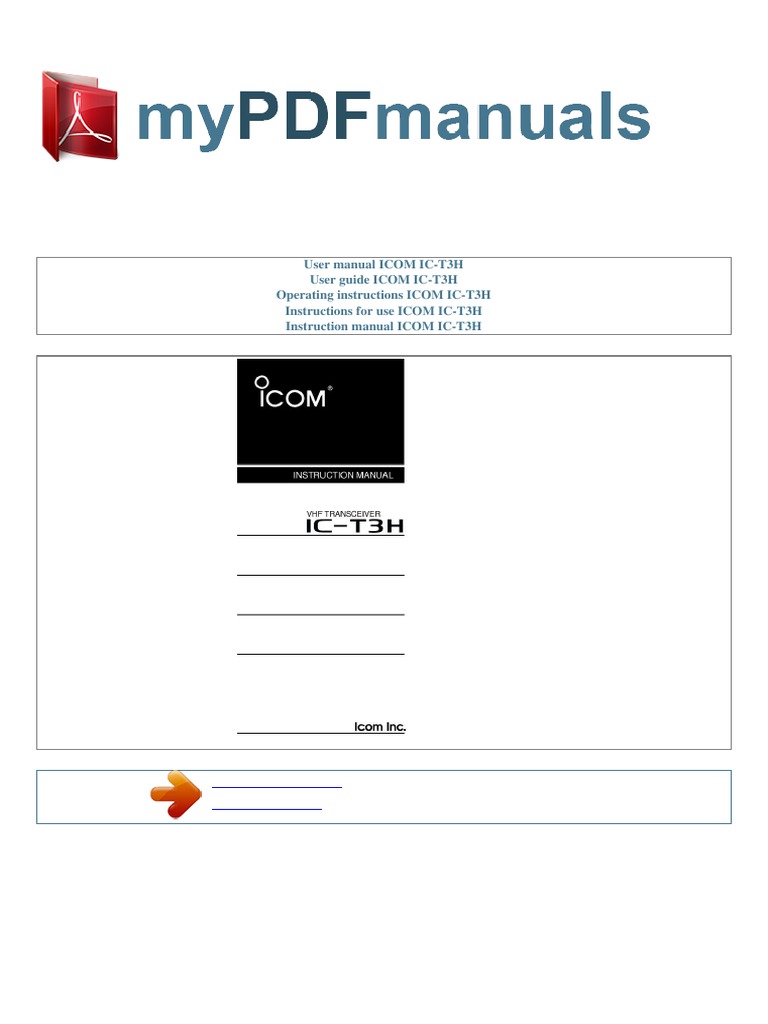 User Manual ICOM IC T3H E | PDF | Microphone | Wireless