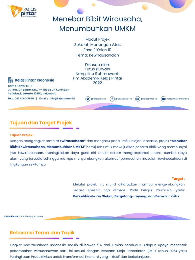Modul Projek Kewirausahaan - Menebar Bibit Wirausaha, Menumbuhkan UMKM ...