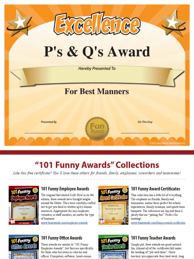 Funny Kids Awards Sample | PDF | Career & Growth