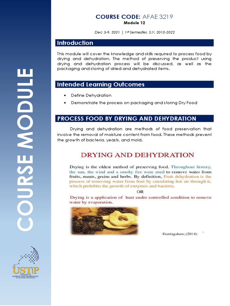Module 12 Drying and Dehydration | PDF | Foods | Packaging And Labeling