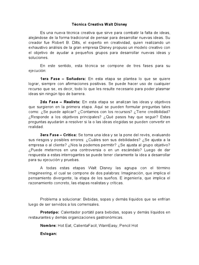 Técnica Creativa Walt Disney | PDF