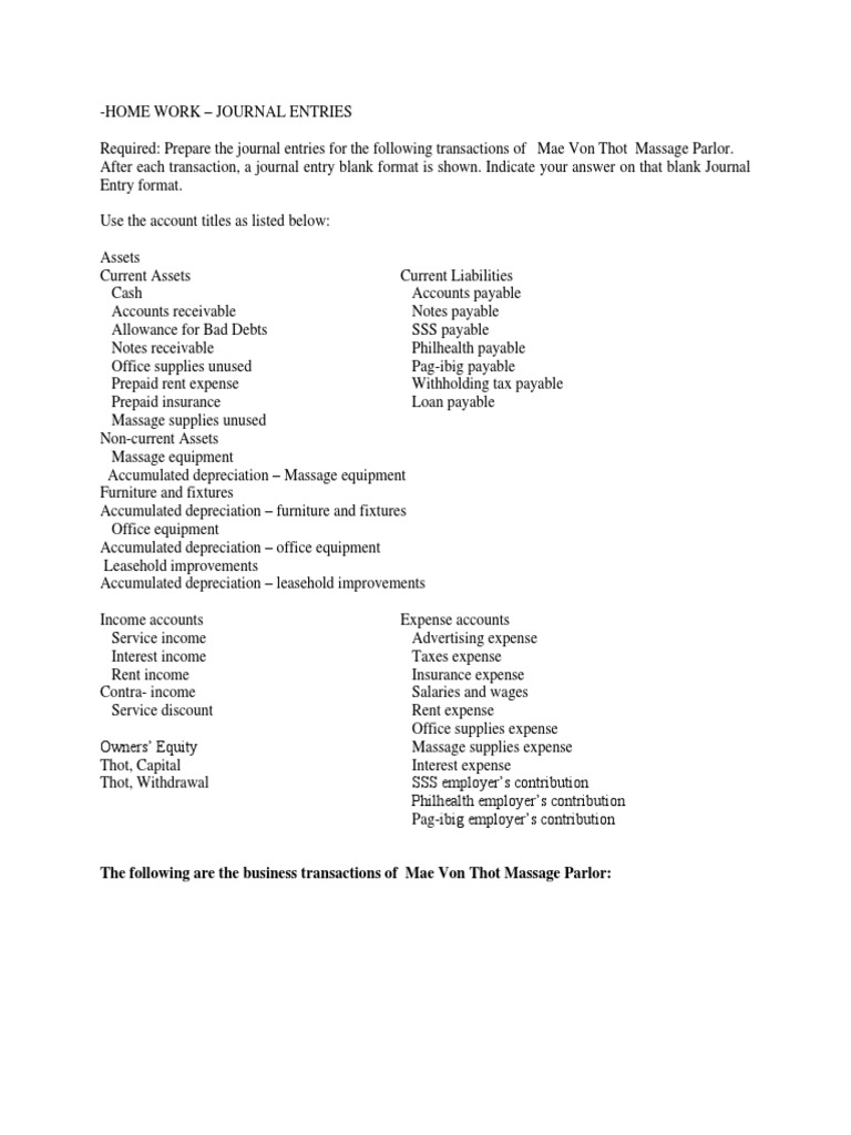 Journal Entries | PDF | Debits And Credits | Expense