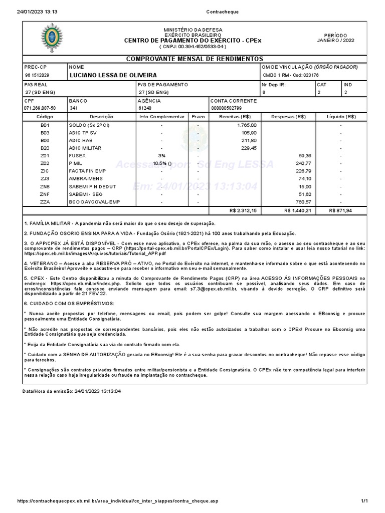 Contracheque LUCIANO | PDF