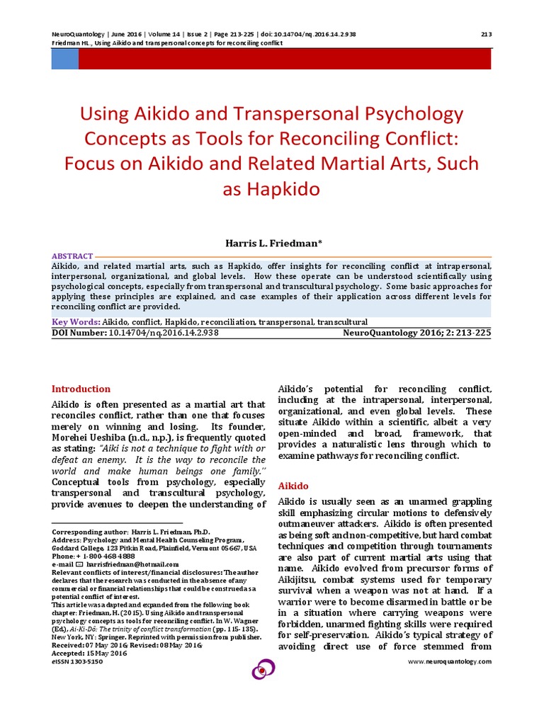 Using Aikido and Transpersonal Psychology Concepts As Tools For ...