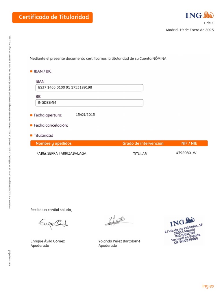 Certificado de Titularidad | PDF
