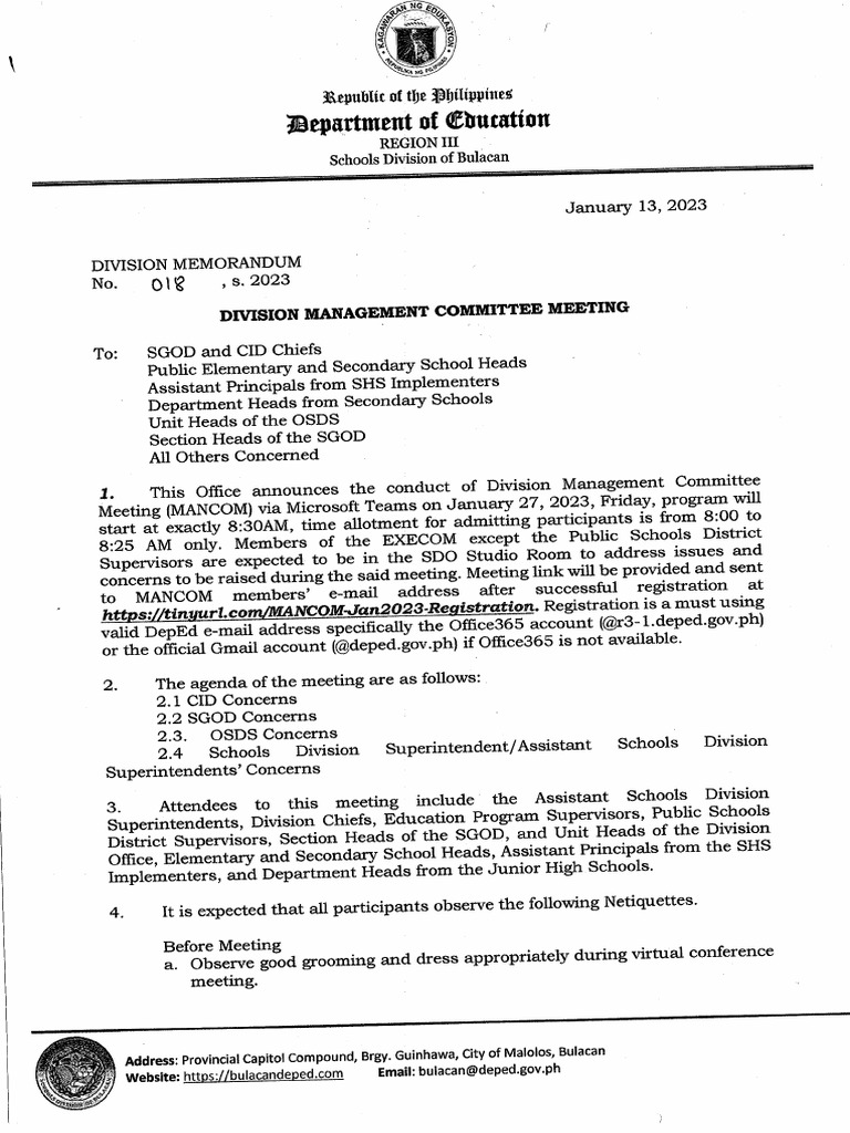 Div Memo No. 018 S. 2023 | PDF