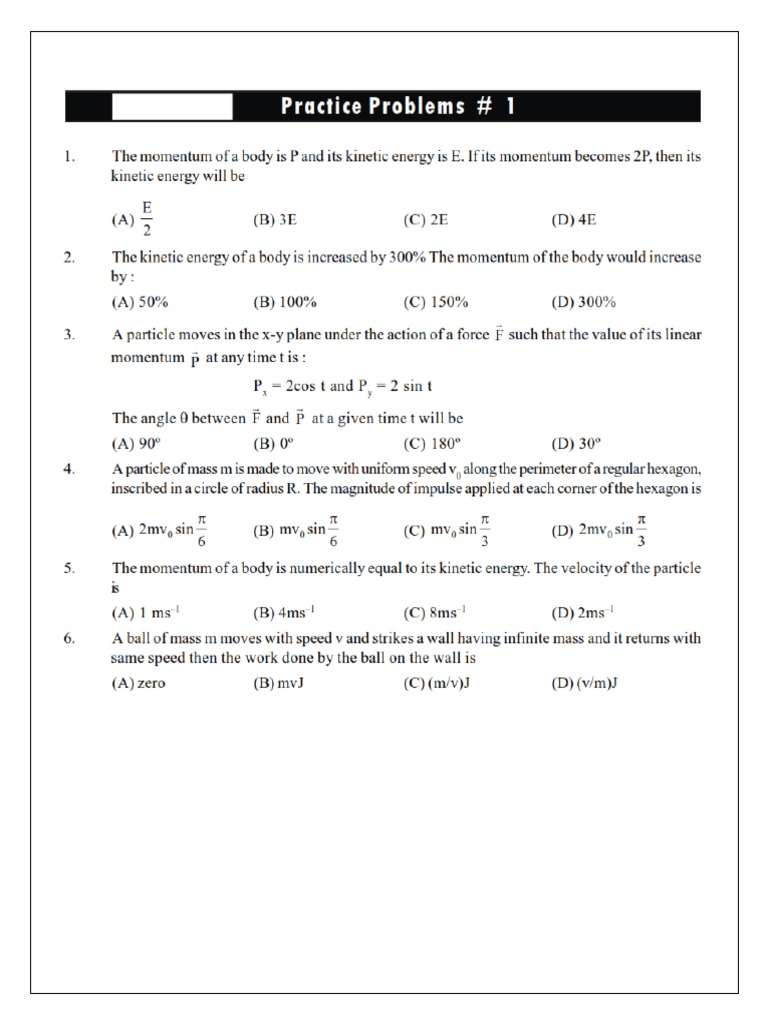 NEET COM & Collision Practice Problems (Topic Wise) | PDF | Collision | Mechanical Engineering