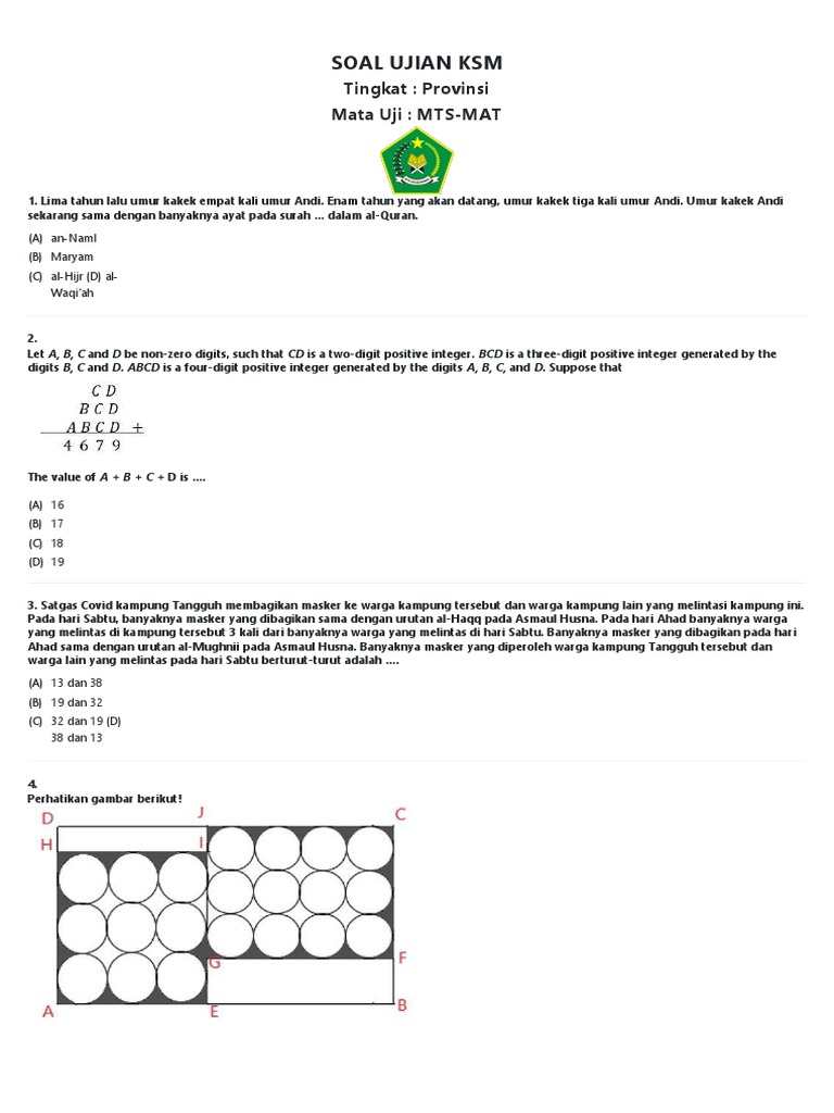 Soal MTS MAT Prov | PDF
