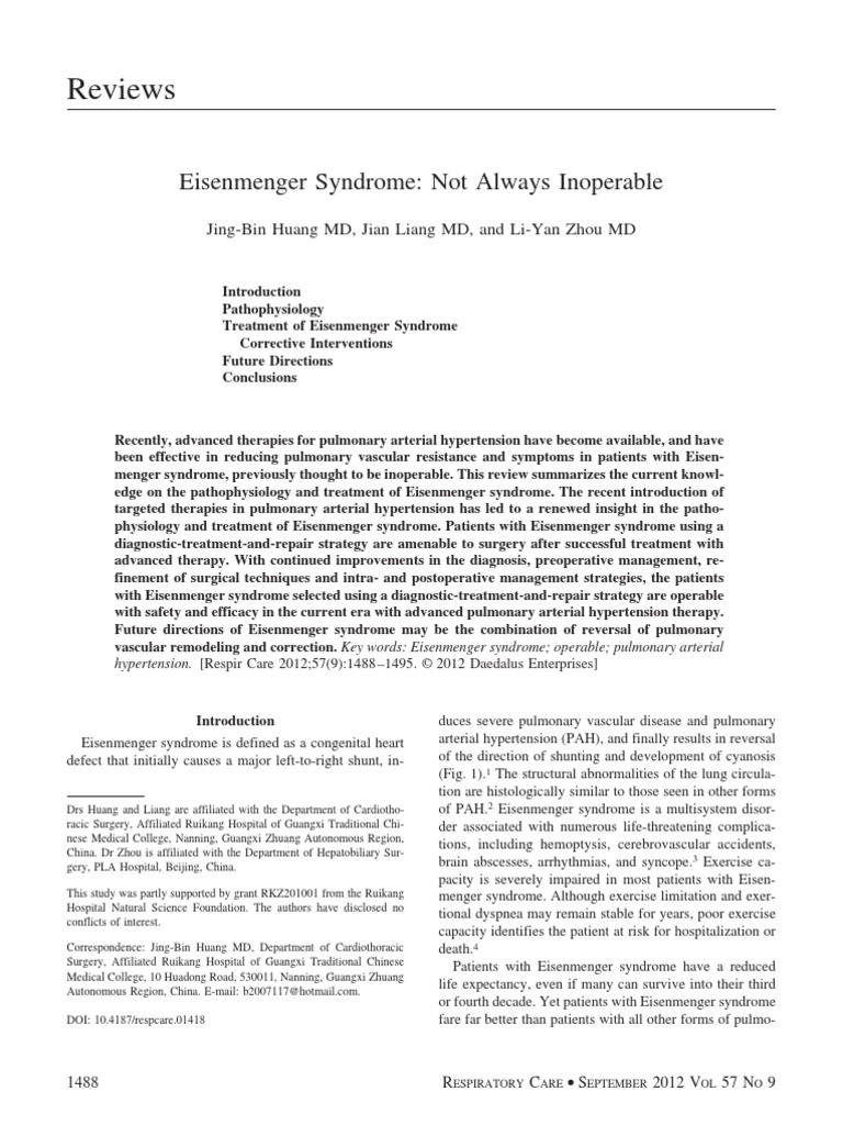ES-Eisenmenger Syndrome_Not Always Inoperable. Huang | PDF | Congenital ...