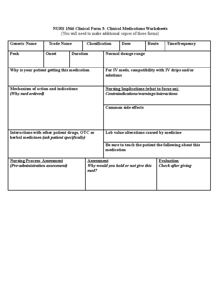 Drug Card Template | PDF | Dose (Biochemistry) | Chemistry