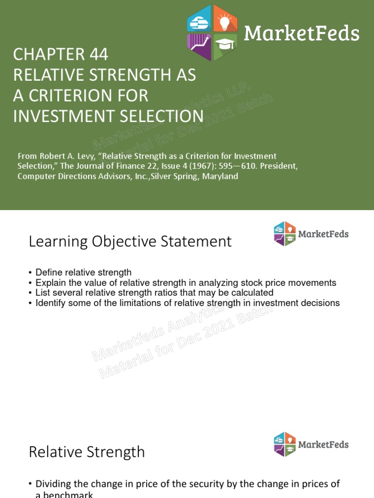 Relative Strength in Investment Selection | PDF | Investing | Stocks