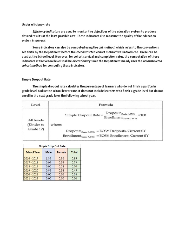 Simple Dropout Rate Explained | PDF