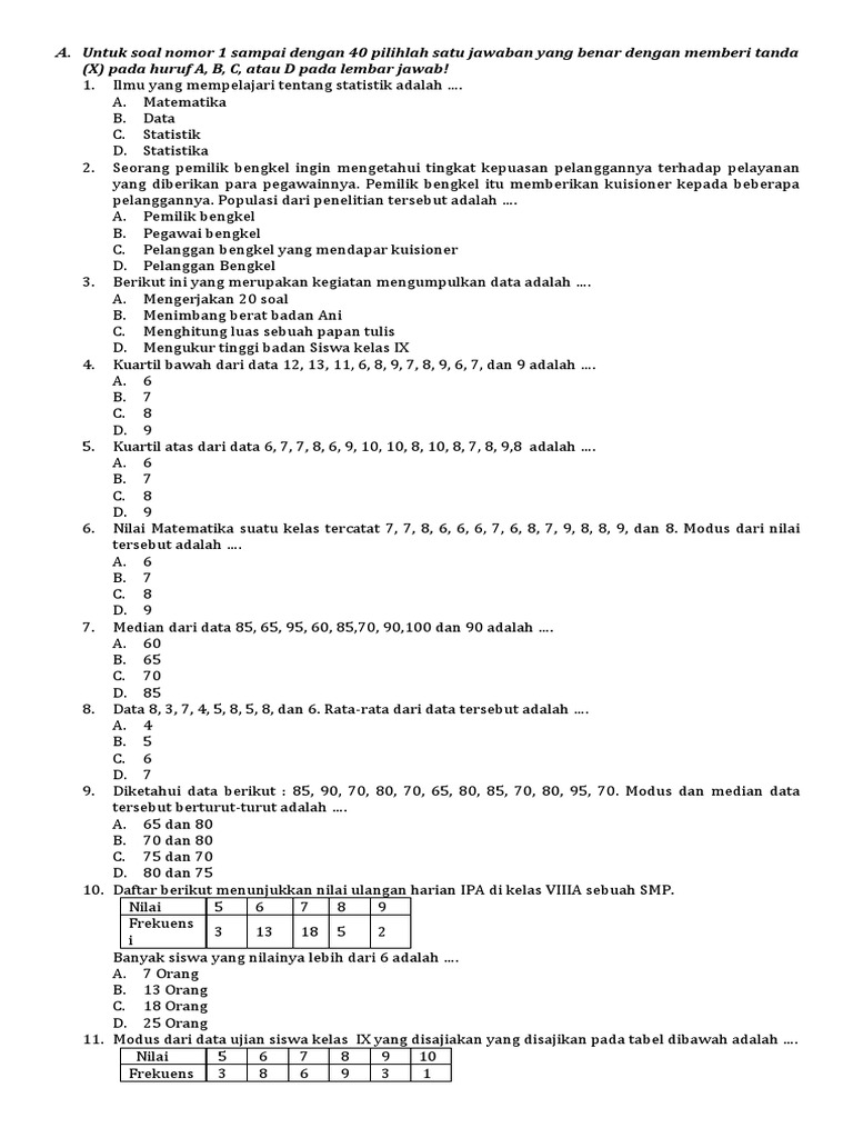 Soal Pat Matematika Kelas 8 | PDF