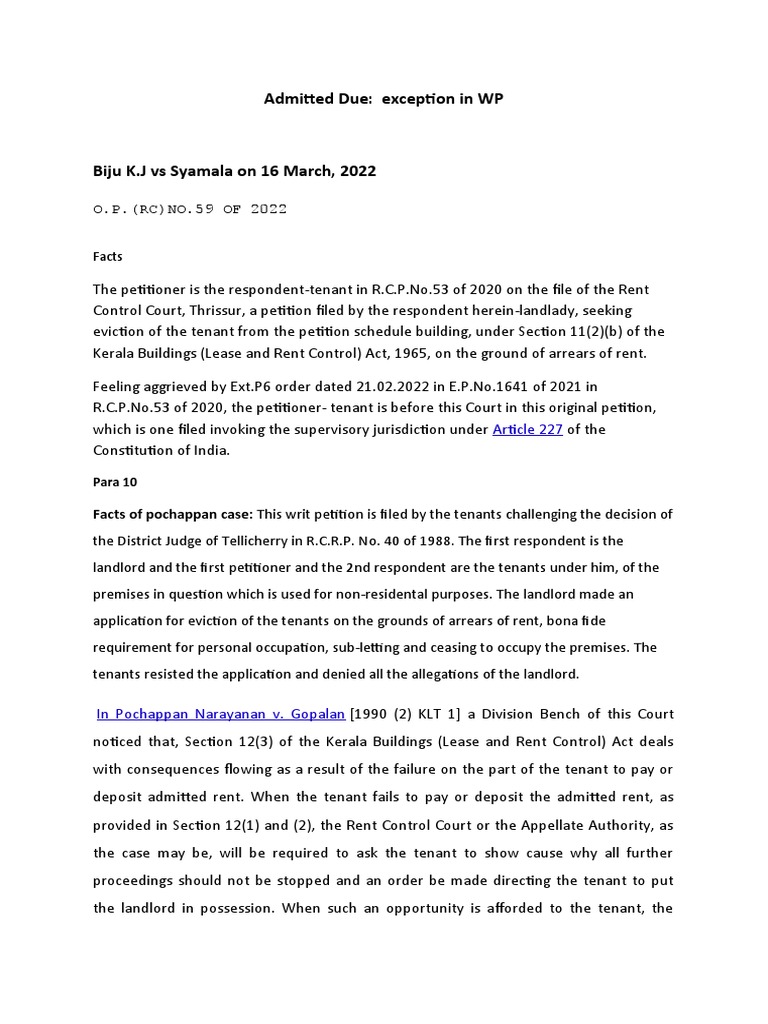 Analysis of Case Law Regarding Payment of Admitted Tax in Appeals ...