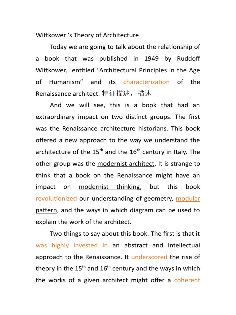 Wittkower's Theory of Architecture | PDF | Renaissance | Paradigm