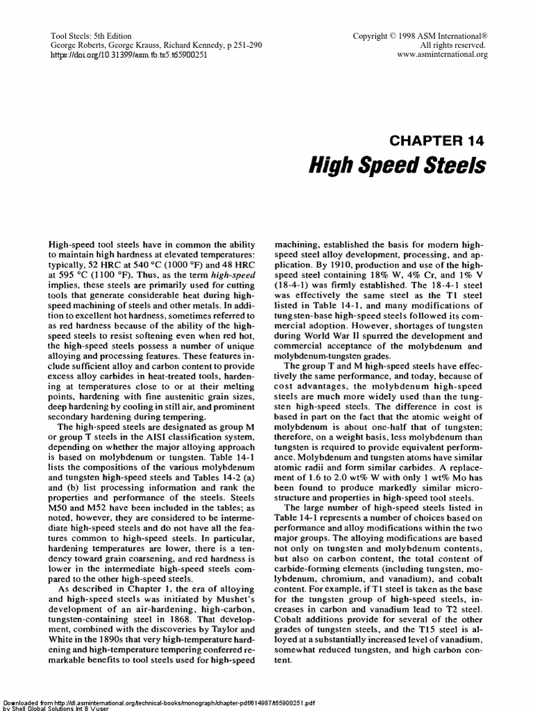 High Speed Steels | PDF | Steel | Alloy