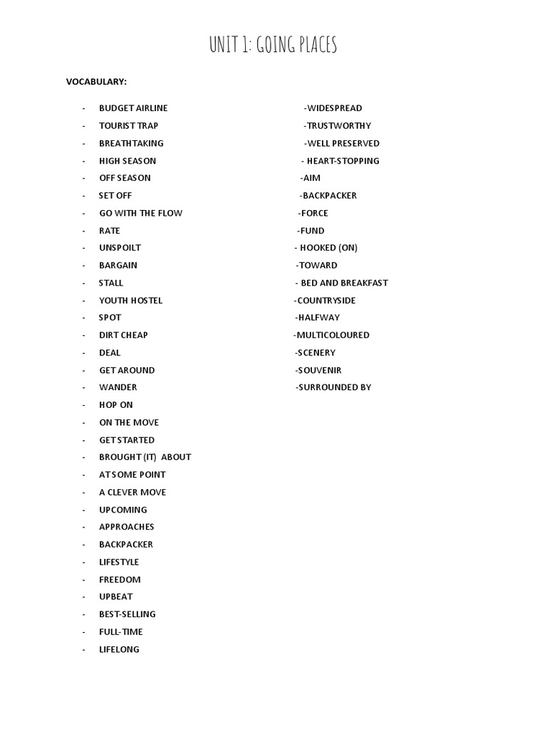 Unit 1 - Going Places | PDF