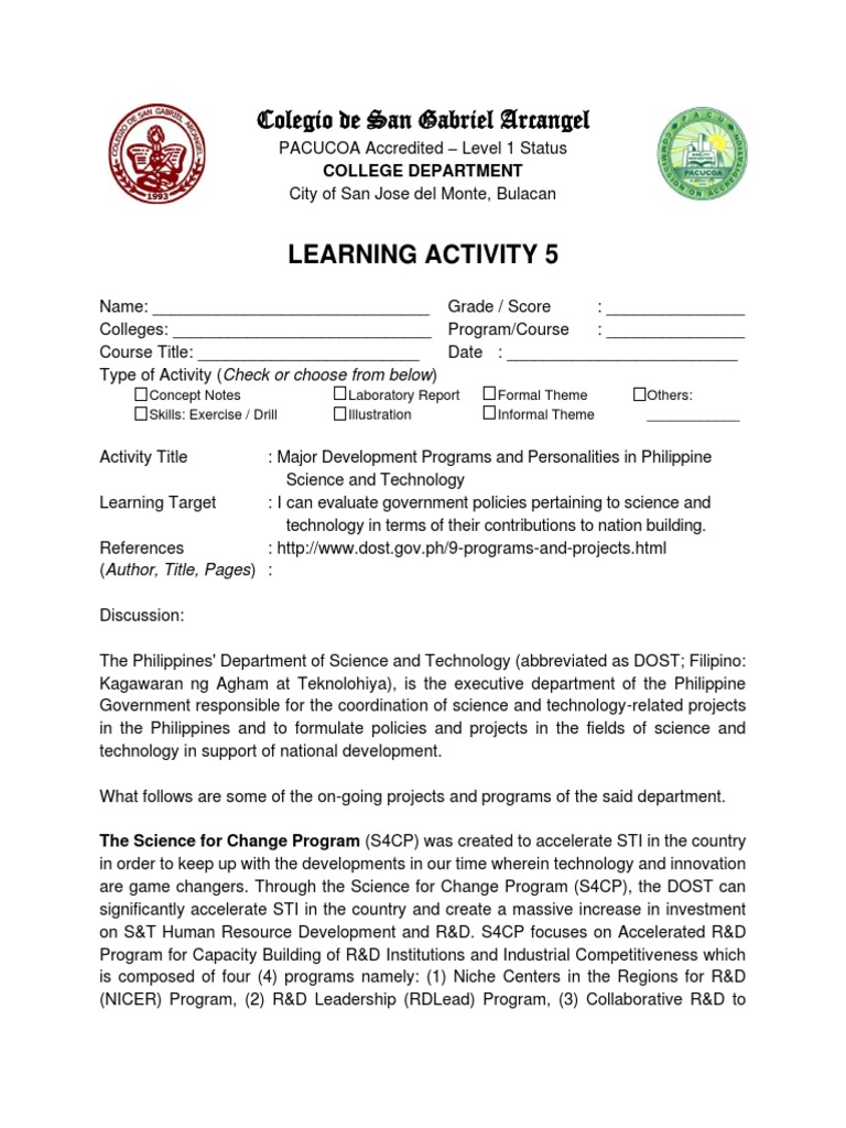 LAS 5 - Major Development Programs and Personalities in Philippine ...