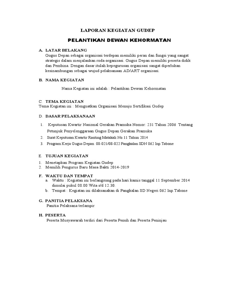 CONTOH Laporan Kegiatan | PDF