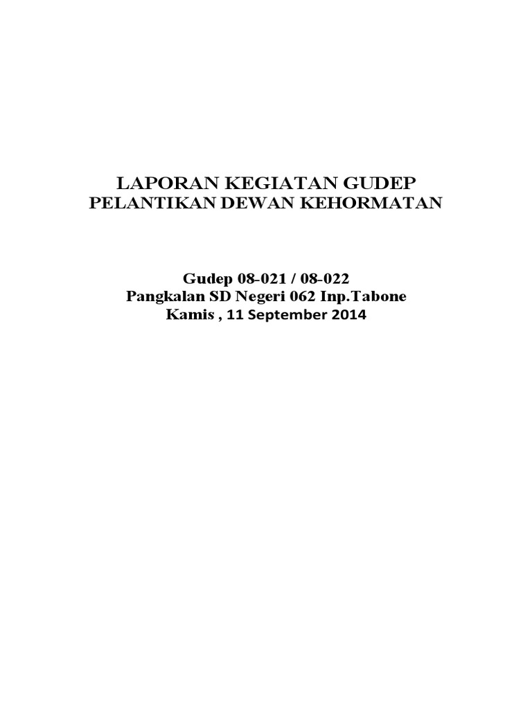 Contoh Sampul Laporan Kegiatan | PDF