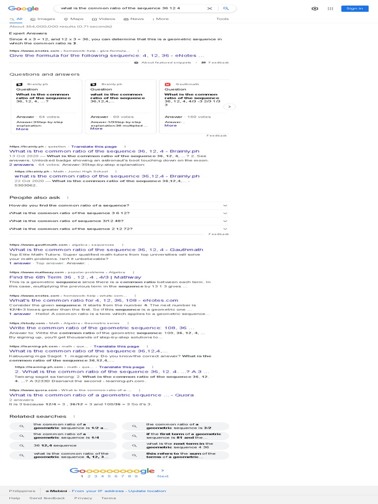Common Ratio of Geometric Sequence 4, 12, 36 | PDF | Mathematics ...