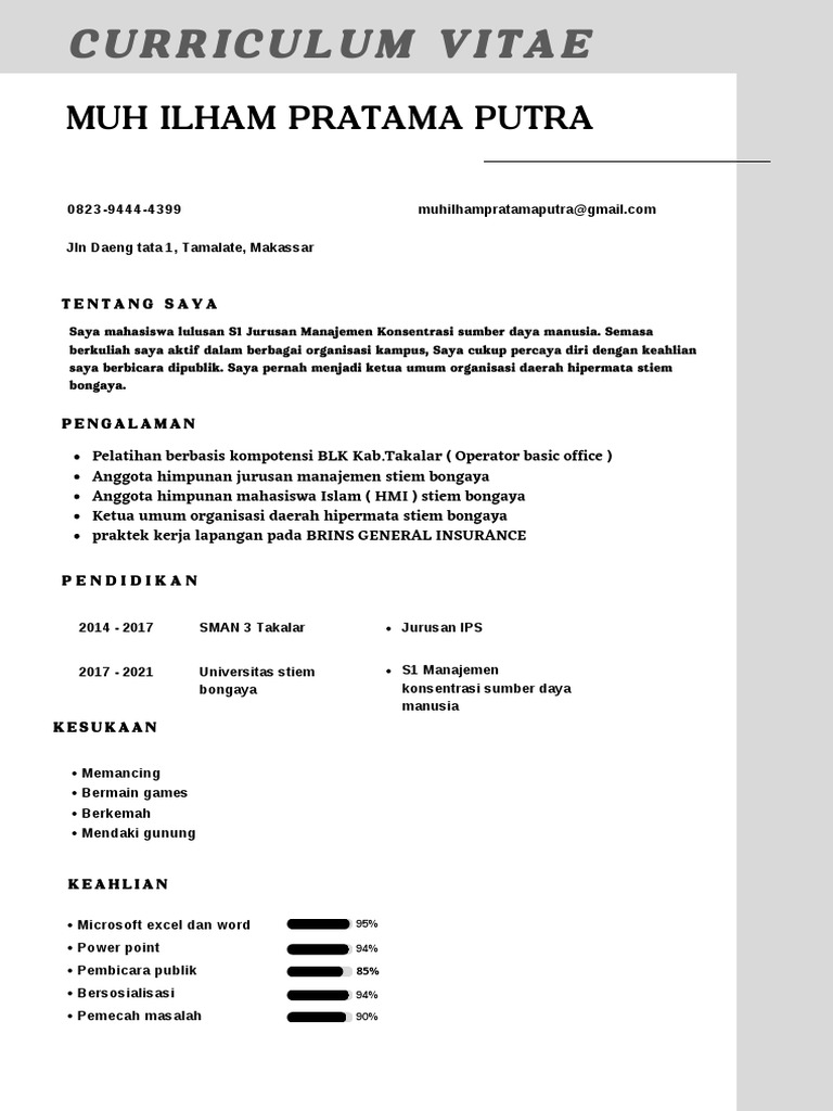 CV Ilham | PDF | Karier & Perkembangan