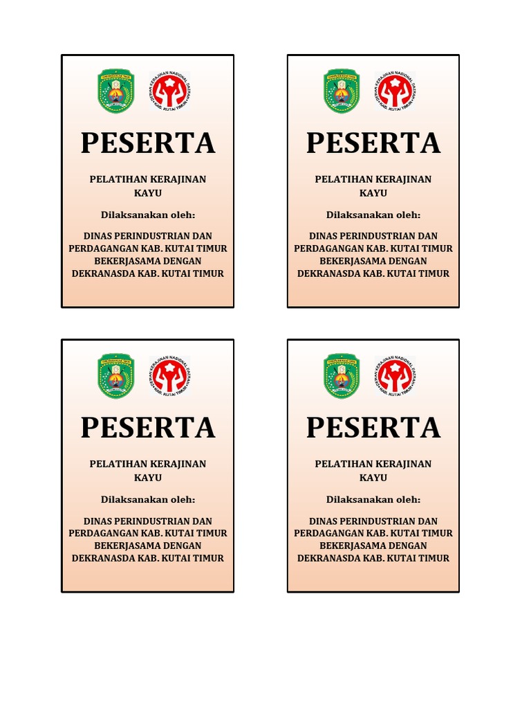 Name Tag Peserta Pelatihan Kerajinan | PDF | Bisnis