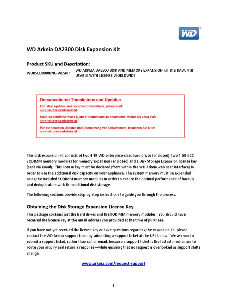 WD Arkeia DA2300 Disk Expansion Kit User Manual | PDF | Hard Disk Drive ...