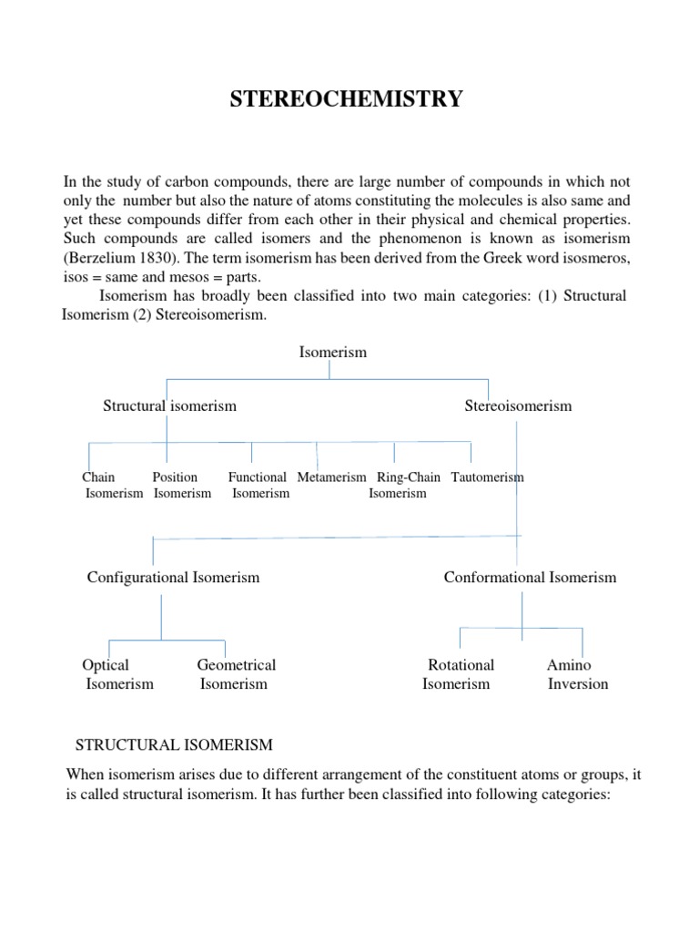 Stereochemistry Lecture 1 | PDF | Isomer | Chirality (Chemistry)