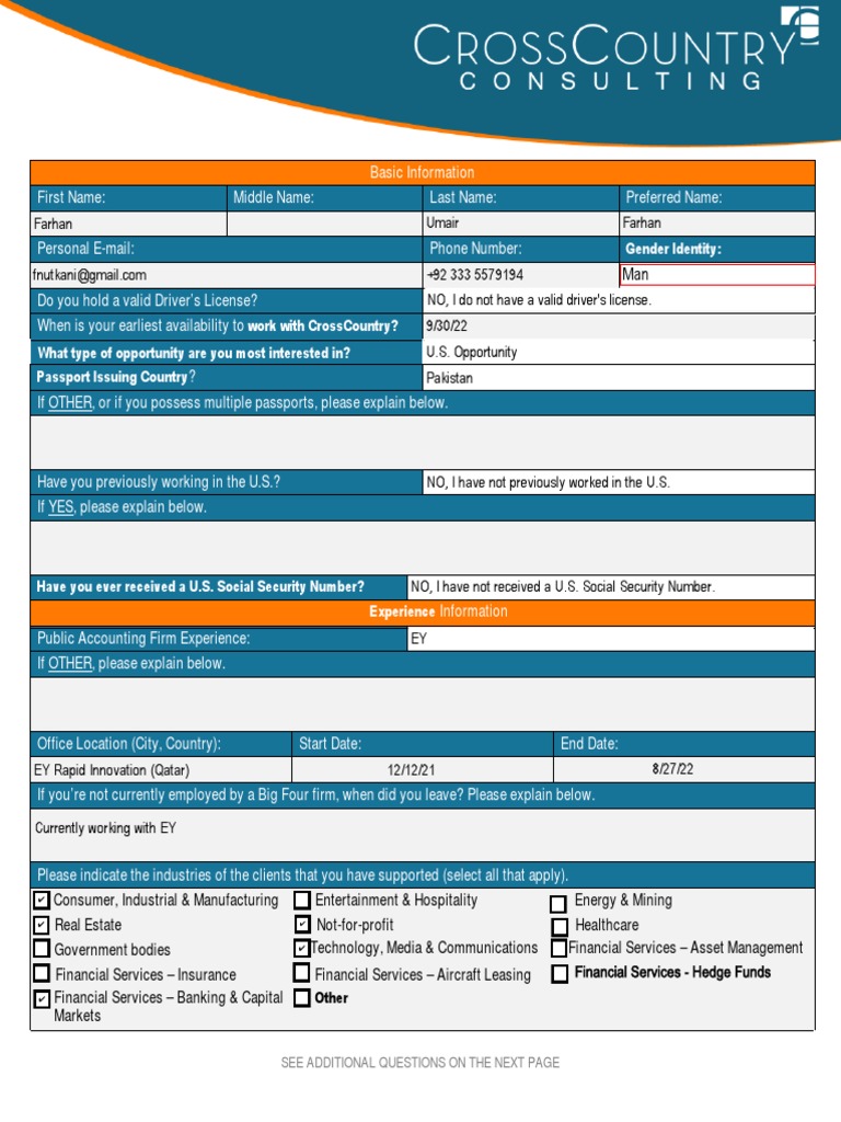 2022 International Bridge Application Form | PDF | Audit | Accounting