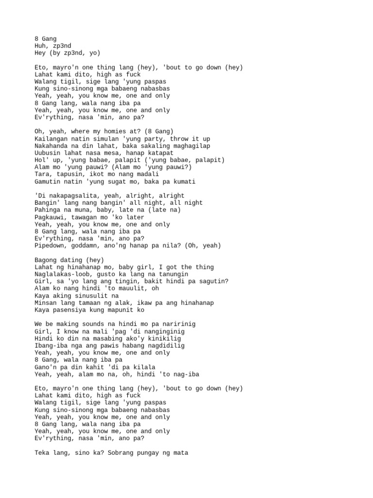 Know Me Lyrics Pdf
