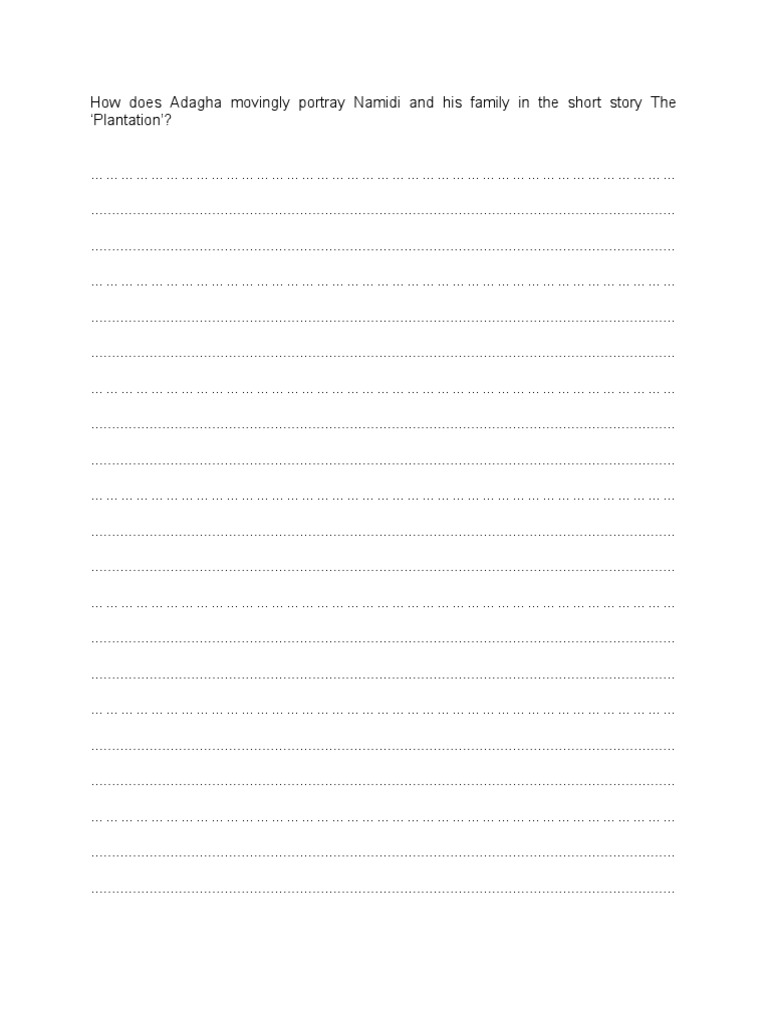 The Plantation Essay Writing | PDF
