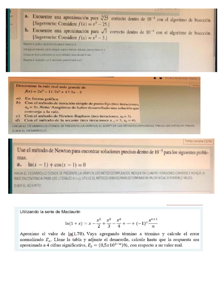 Análisis numérico - Examen 1er parcial sin resolver | PDF