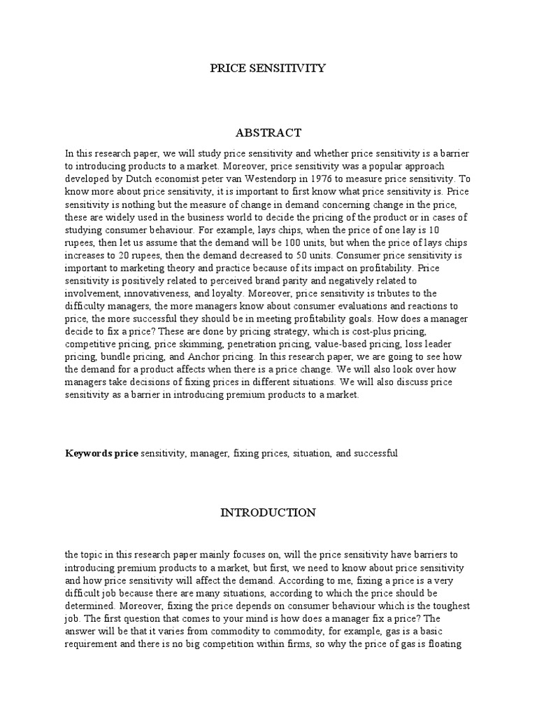 Price Sensitivity | PDF | Pricing | Prices