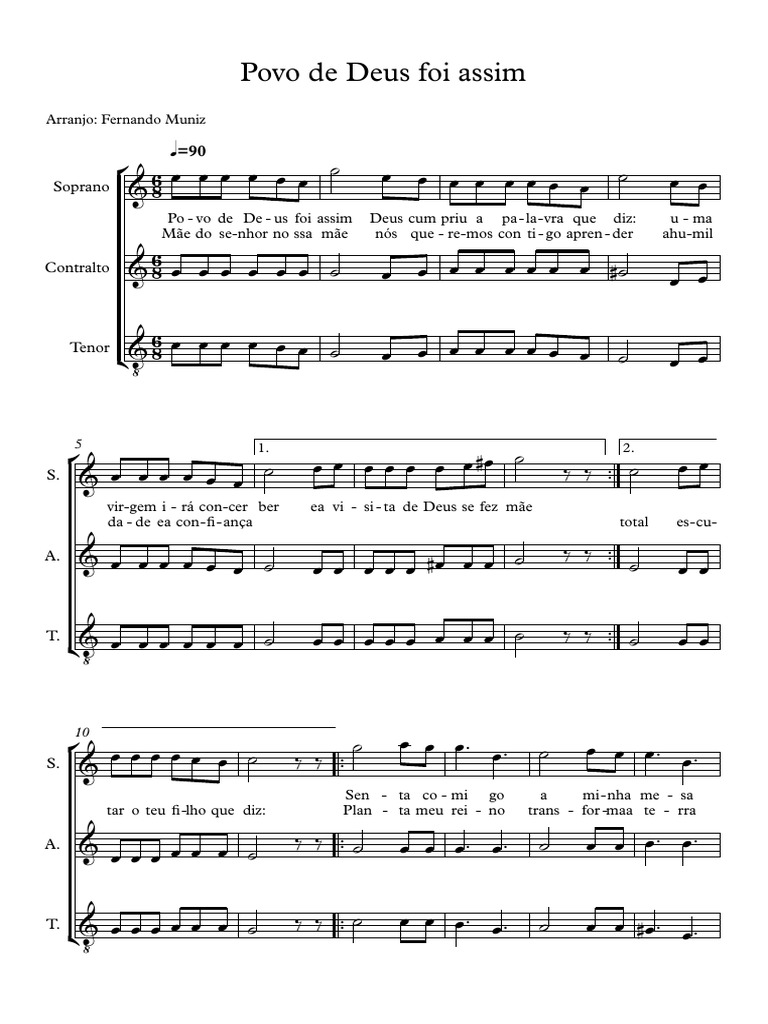 POVO DE DEUS FOI ASSIM ARRANJO - Partitura Completa | PDF