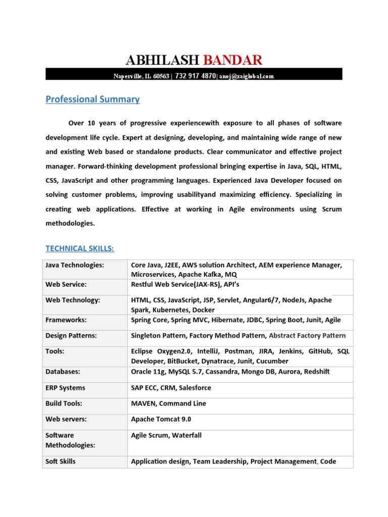 Abhilash - BandarLead SR - Java | PDF | Spring Framework | Java (Programming Language)