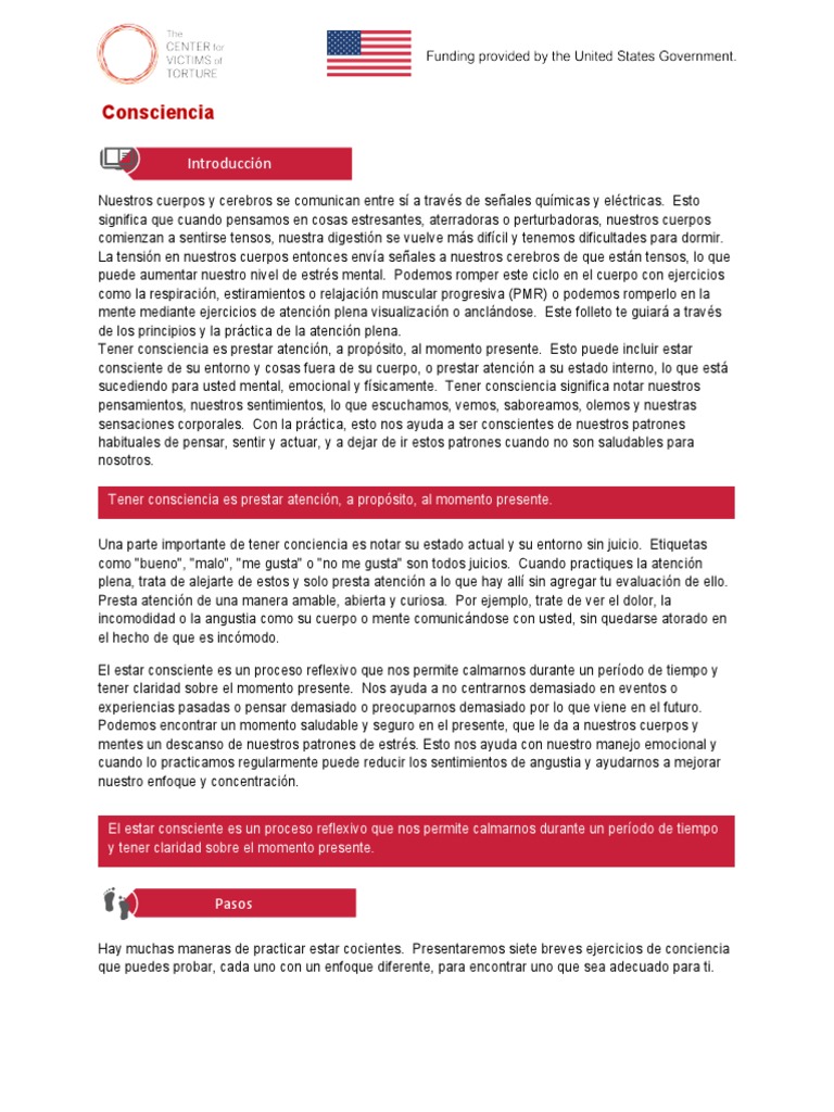 Spanish - Mindfulness Handout 4-22 | PDF