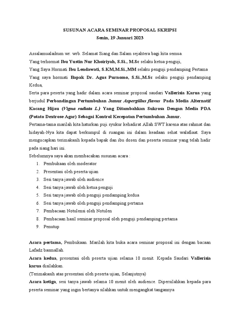 Susunan Acara Seminar Proposal | PDF