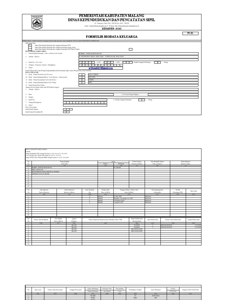 EDIT FORMULIR F-1.01 KK Baru 2021 | PDF