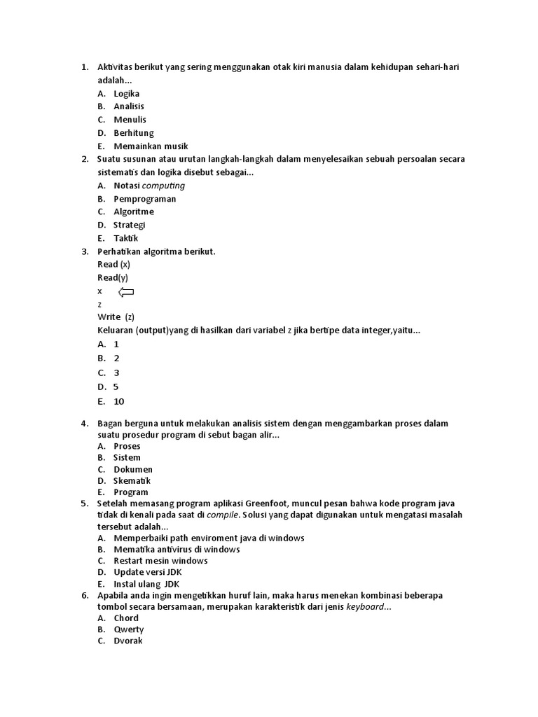 Soal Ujian Siswa Kelas X Simdig | PDF | Komputer