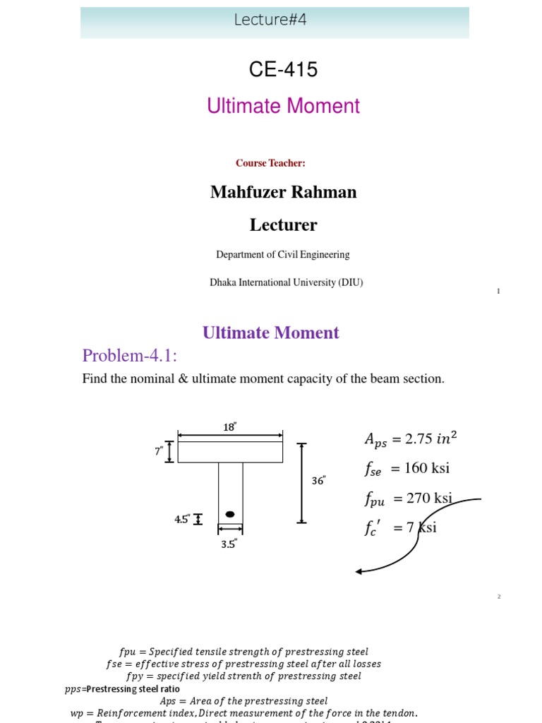 Ultimate Moment Capacity of Beams | PDF | Structural Engineering ...