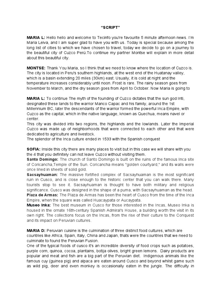 Script | PDF | Inca Empire | Peru
