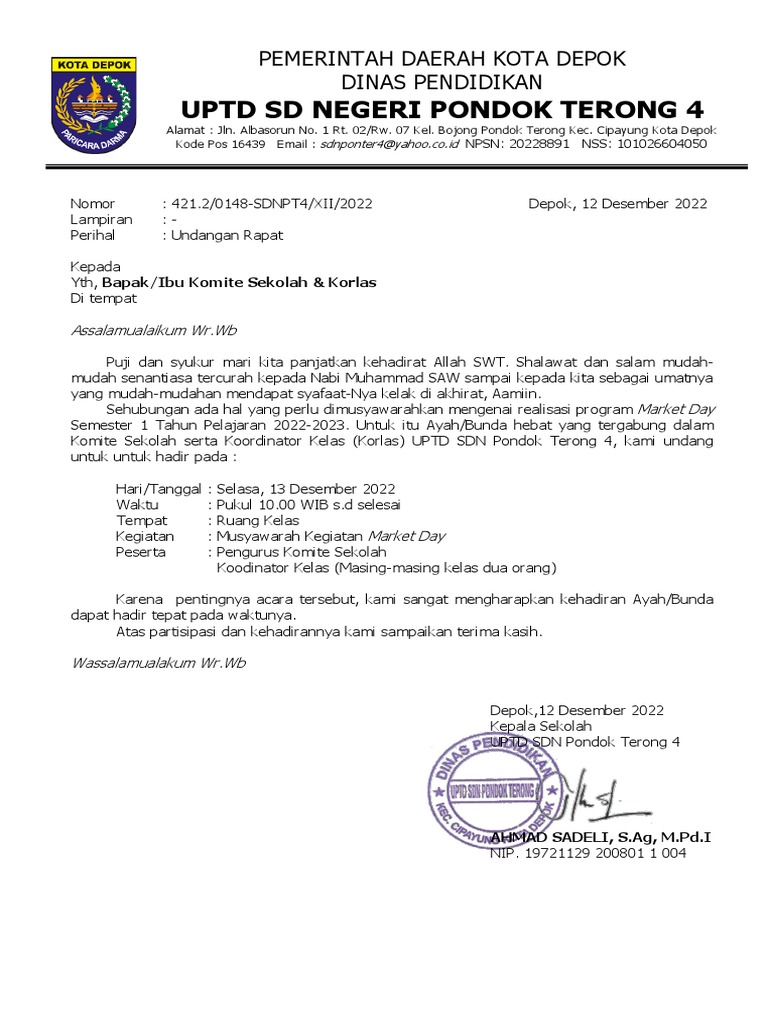 Undangan Rapat Market Day | PDF