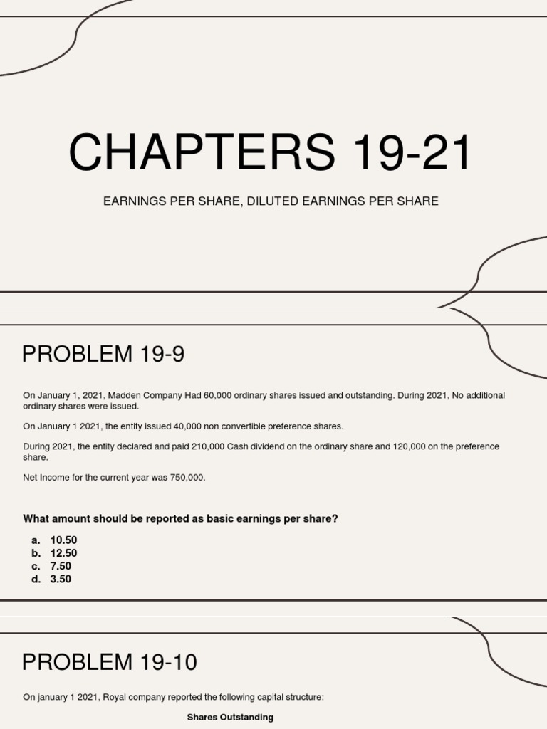 Intermediate Accounting Chapters 19 21 | PDF | Preferred Stock ...