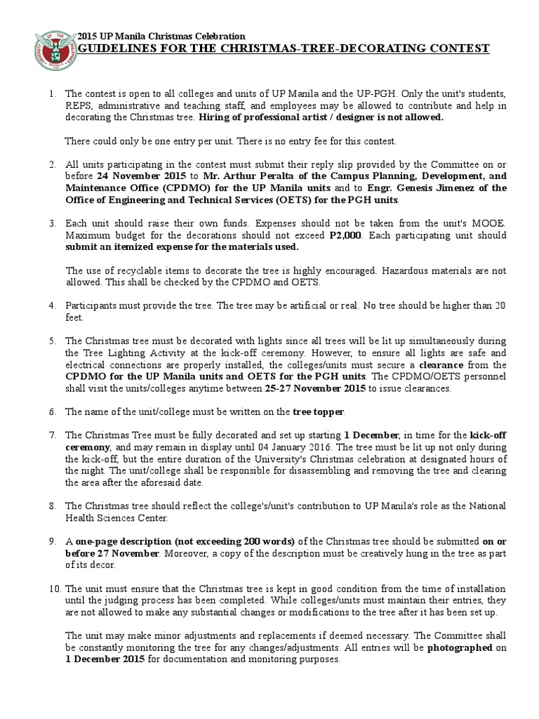 Christmas-Tree-Decorating Contest Guidelines - 0 | PDF